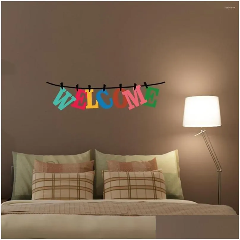 Alphabet Pattern Welcome Window Sticker Colorful Removable Decal For ...