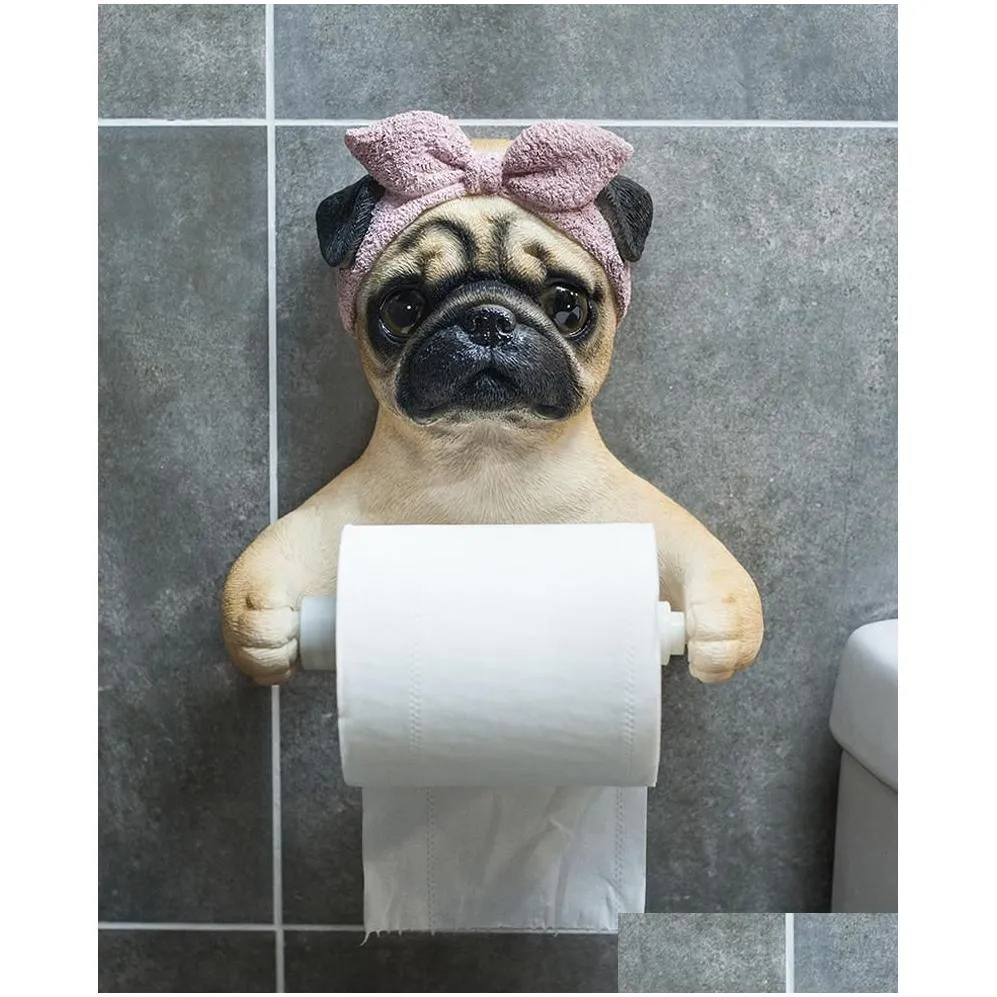 DHgate.com:Tissue Boxes Napkins Lifelike Resin Pug Dog Box Roll Holder ...