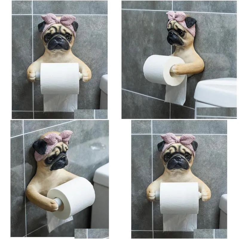 DHgate.com:Tissue Boxes Napkins Lifelike Resin Pug Dog Box Roll Holder ...