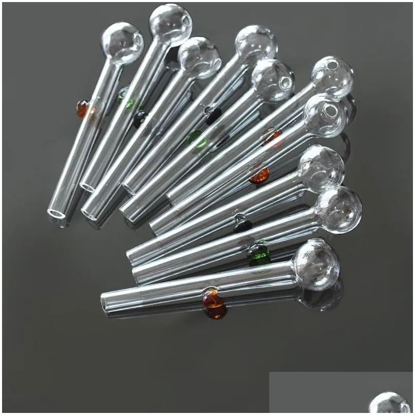 Smoking Pipes Oil Burner Glass Pipe Pyrex For Bubbler Transparent Tube With Colored Dot Nail ...