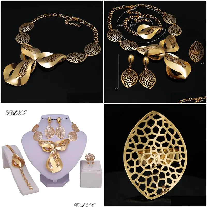 Fani Dubai Gold Color Luxury Bridal Gold Hoop Earring Set For Women ...