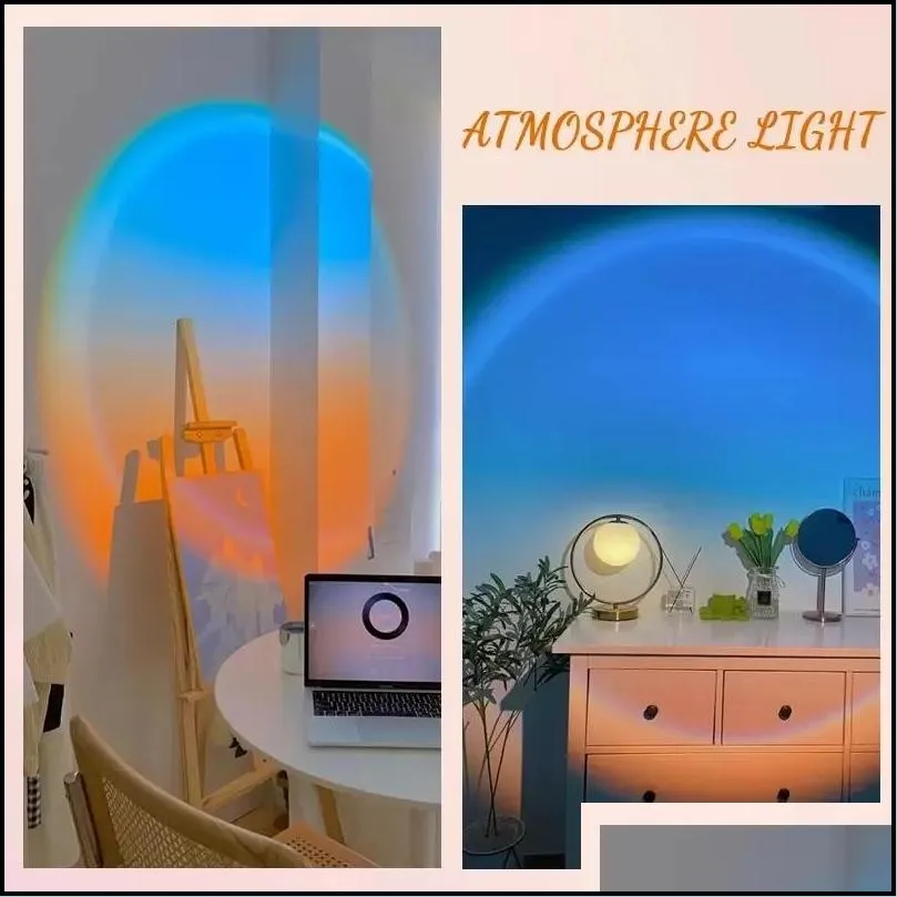 LED Rainbow Sunset Projector USB Night Light, Glow Stick, Sun ...