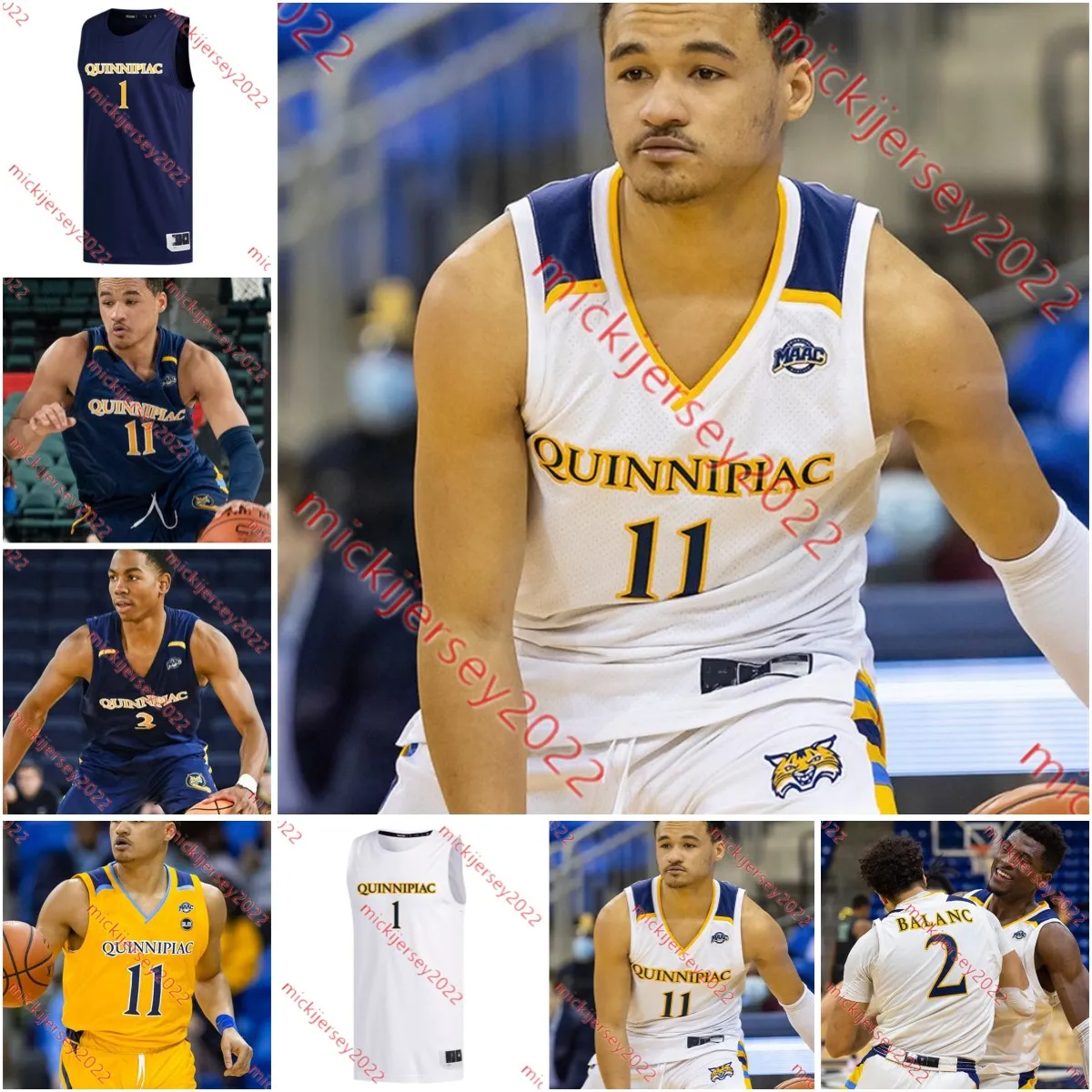 Custom Stitched Quinnipiac Bobcats Jersey Alexis Reyes, Tymu Chenery ...