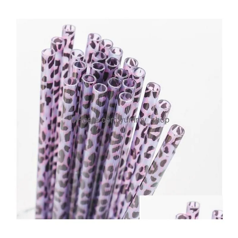 DHgate.com:Disposable Plastic Leopard Print Straight Straws, 23cm x 7mm ...