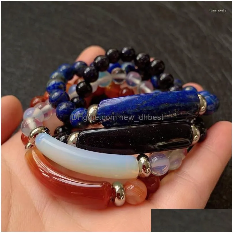 DHgate.com:Natural Stone Beads Bracelet for Reiki Healing with Pink Quartz, Lapis, Agate, Opal ...