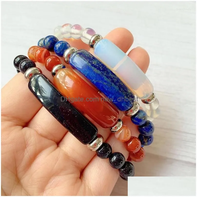 DHgate.com:Natural Stone Beads Bracelet for Reiki Healing with Pink Quartz, Lapis, Agate, Opal ...