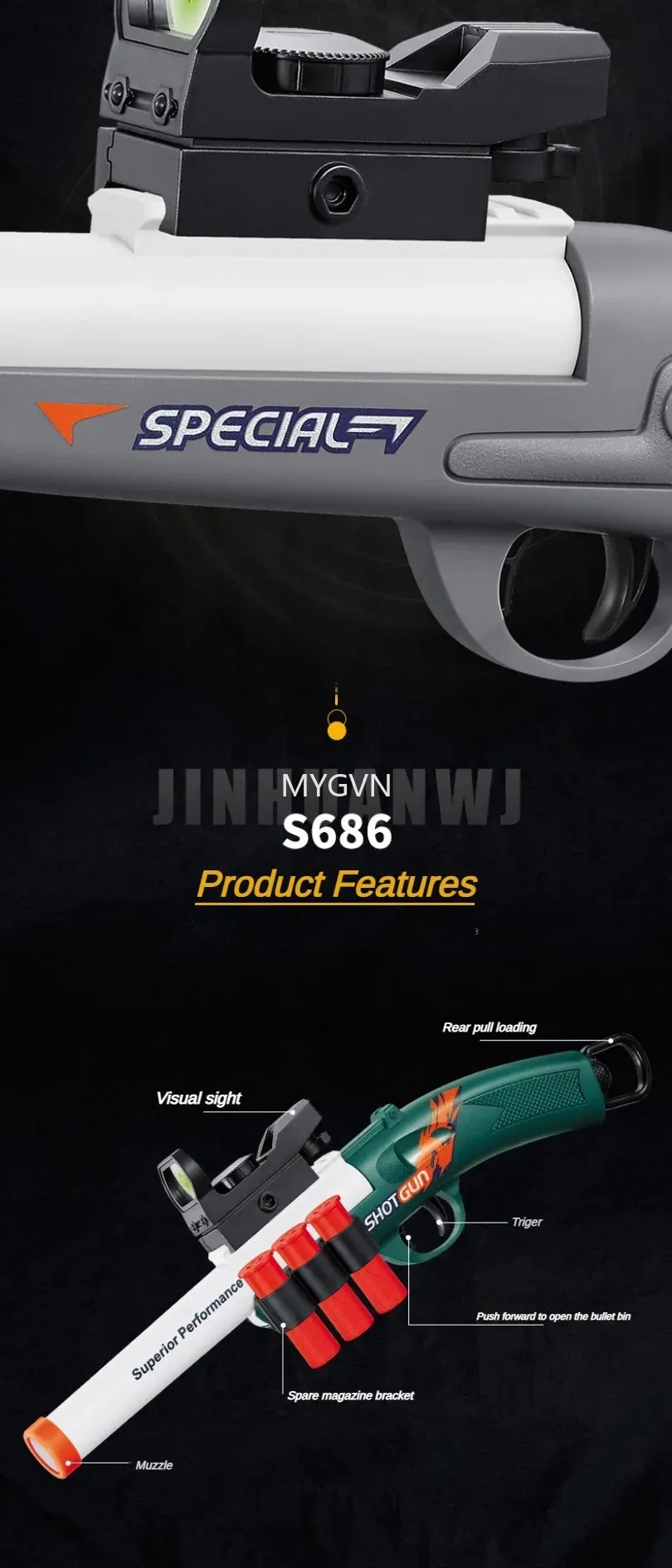 S686 رذاذ ناعمة الرصاصة الرصاصة قذيفة قذيفة القذيفة القذف يدويا محملة بندقية طراز CS في الهواء ...