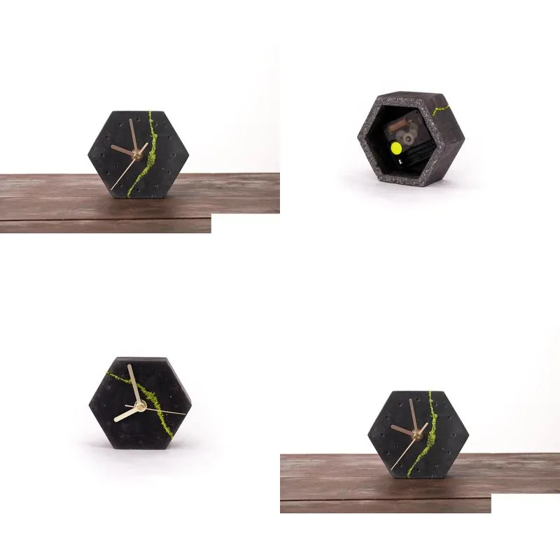 Minimalist Concrete Desk Clock Scandinavian Moss Design, Drop Delivery ...