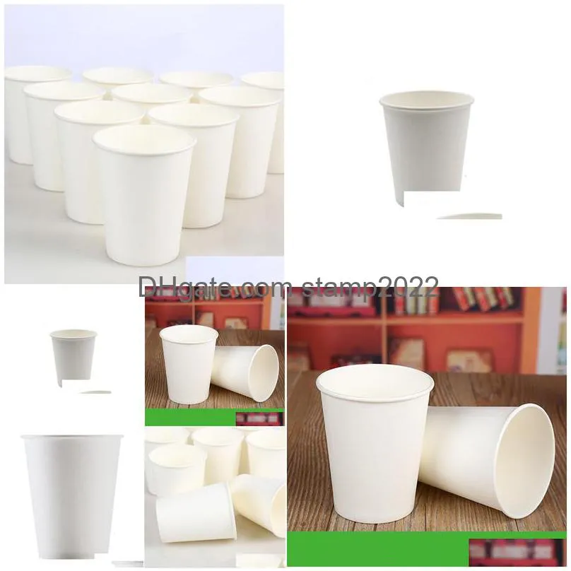 DHgate.com:Pure White Disposable Paper Cups 50/100 Pcs Coffee Tea Milk ...