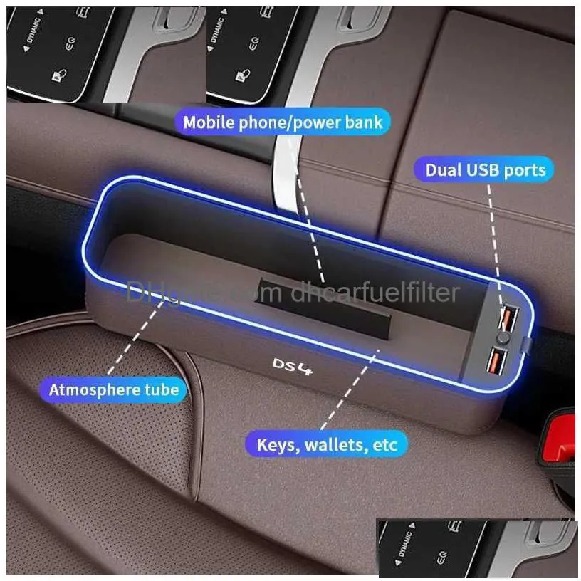PowerMax Car Seat Organizer With Atmosphere Light, USB Charging, Drop ...