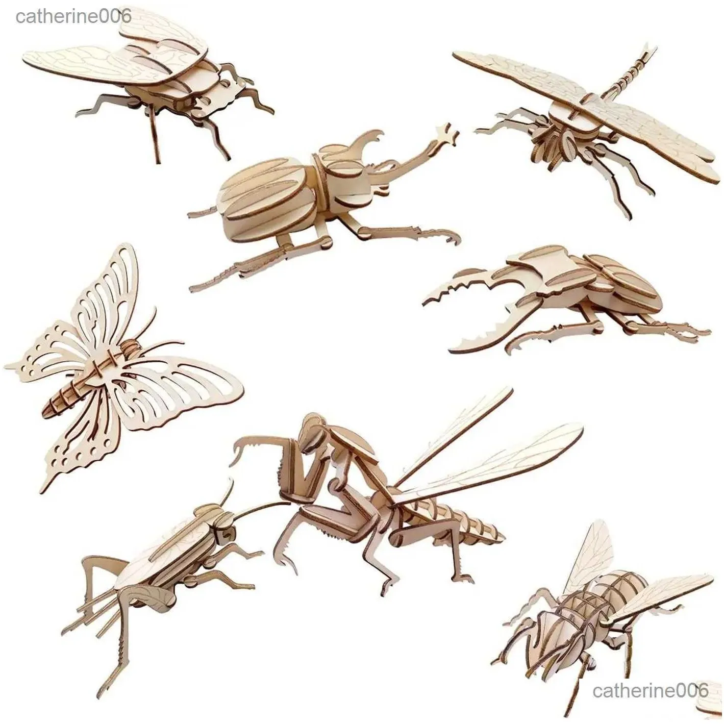3D Wooden Insect Puzzle Animal Skeleton Assembly Model Kit DIY Crafts ...