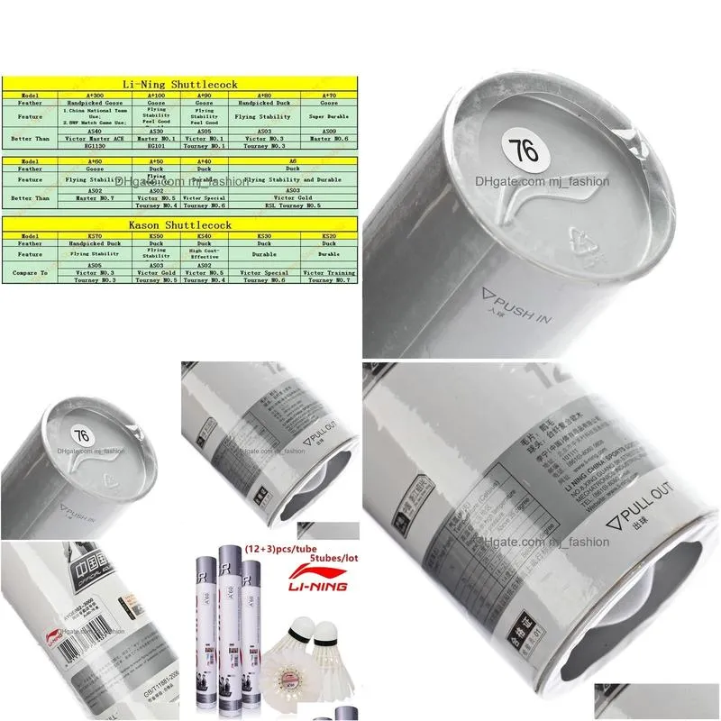 DHgate.com:5 Tubes Lining A60 Goose Feather Premium Shuttlecocks ...