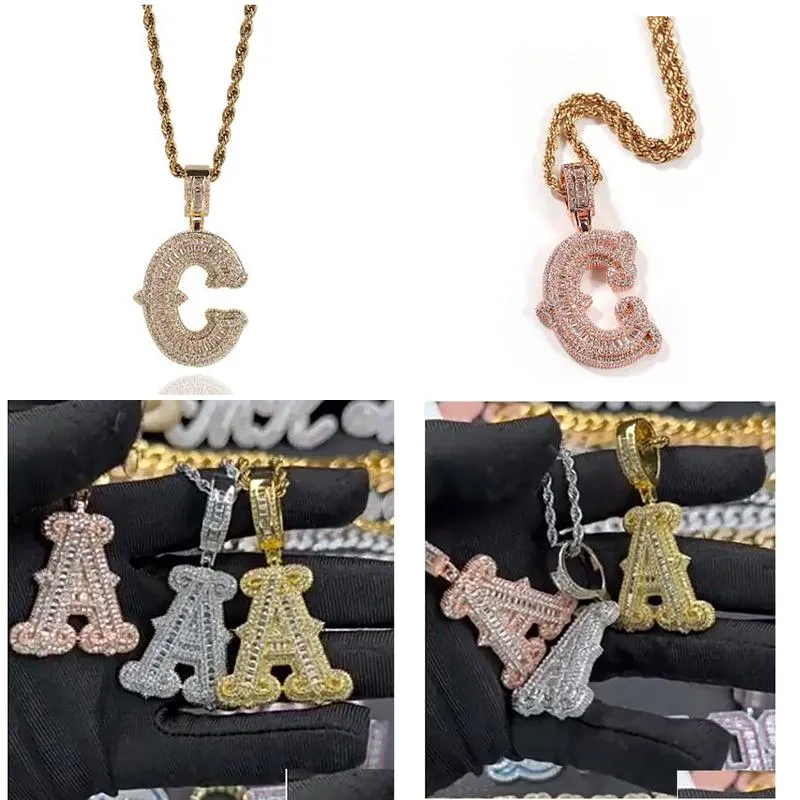Tennis Graduated A Z Spike Letters Pendant Charm Men Women Zircon Hip ...