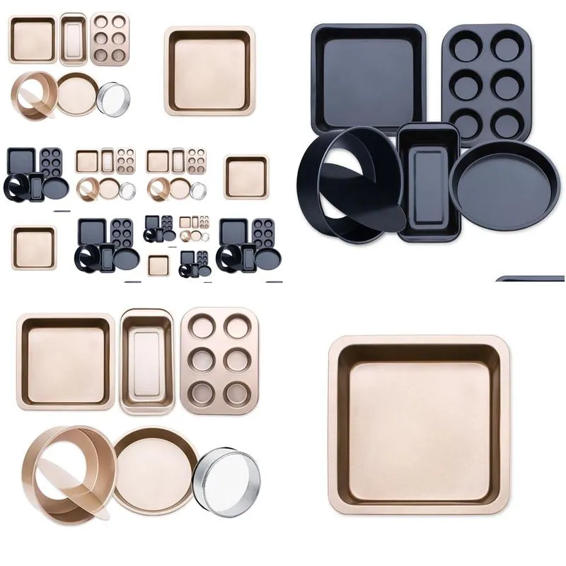 DHgate.com:Gold Non-Stick Carbon Steel Baking Dishes & Pans: 5-Piece ...