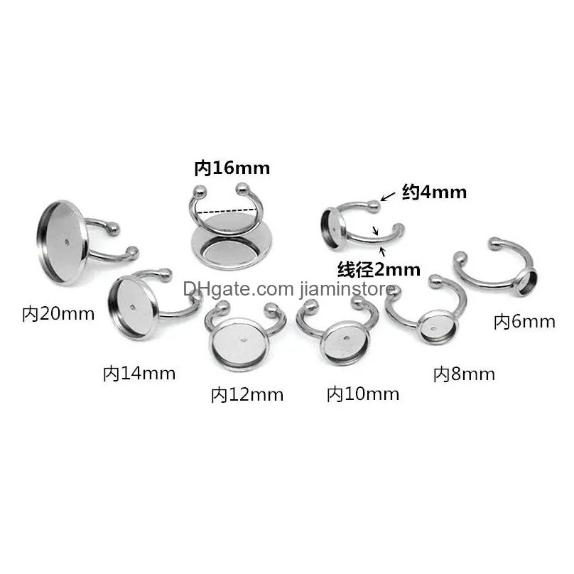 DHgate.com:6-20mm Stainless Steel Ring Base Settings for DIY Jewelry ...
