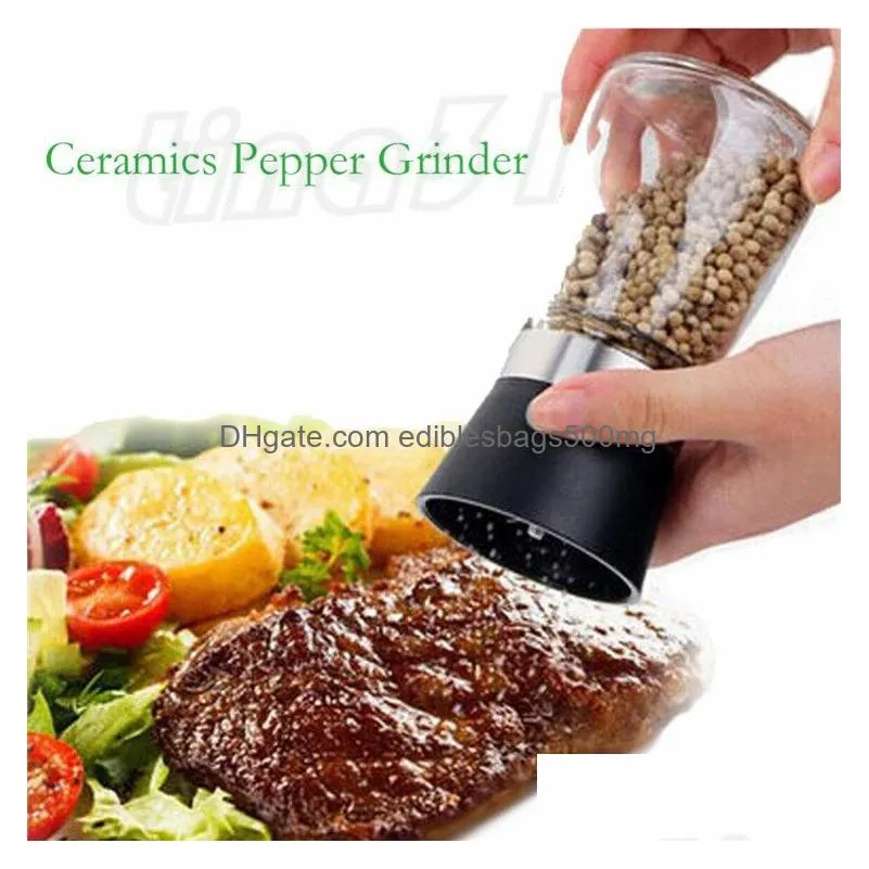 Black Pepper Grinder With Hand Movement Unbreakable Split Glass Shaker ...