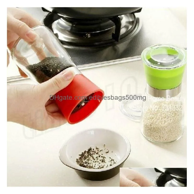 Black Pepper Grinder With Hand Movement Unbreakable Split Glass Shaker ...