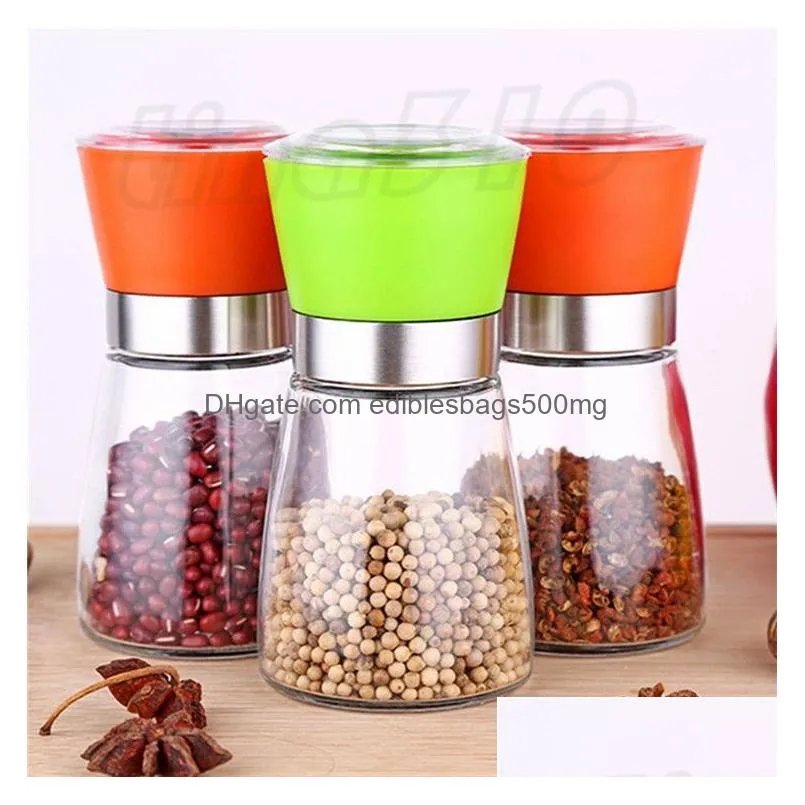 Black Pepper Grinder With Hand Movement Unbreakable Split Glass Shaker ...