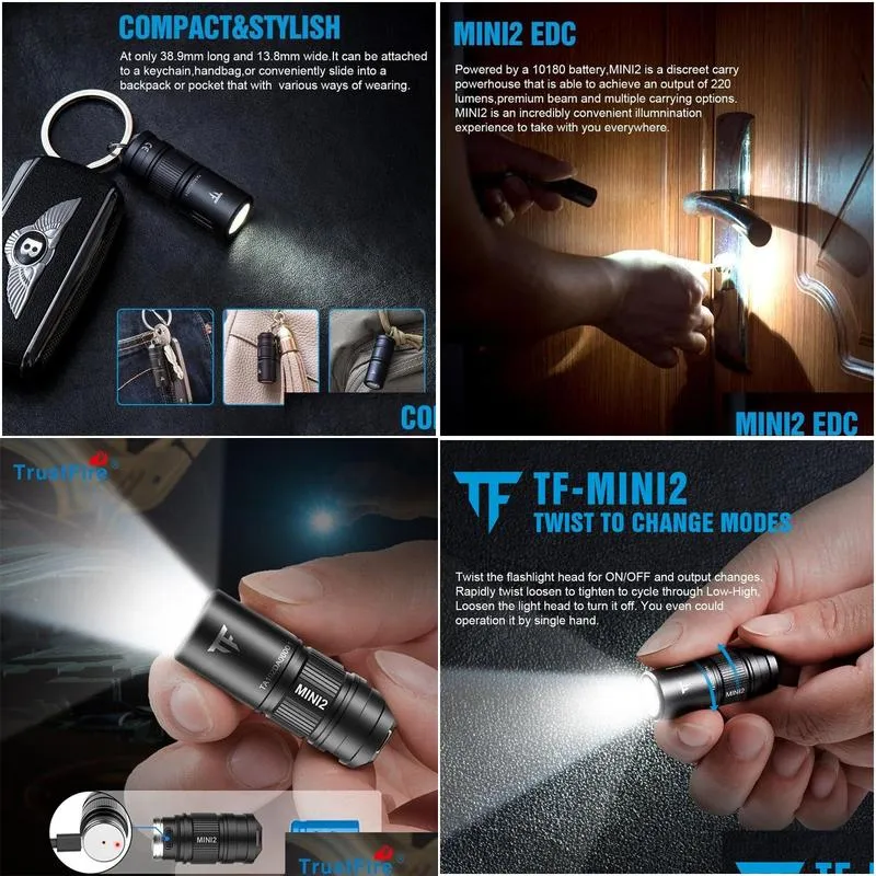 DHgate.com:Trustfire Mini2 Rechargeable Mini LED Flashlight Keychain ...
