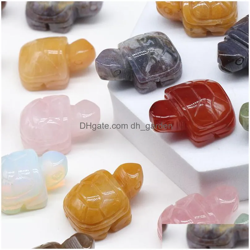 Crystal Turtle Carving - Natural Stone Tortoise Figurine, Rose Quartz ...