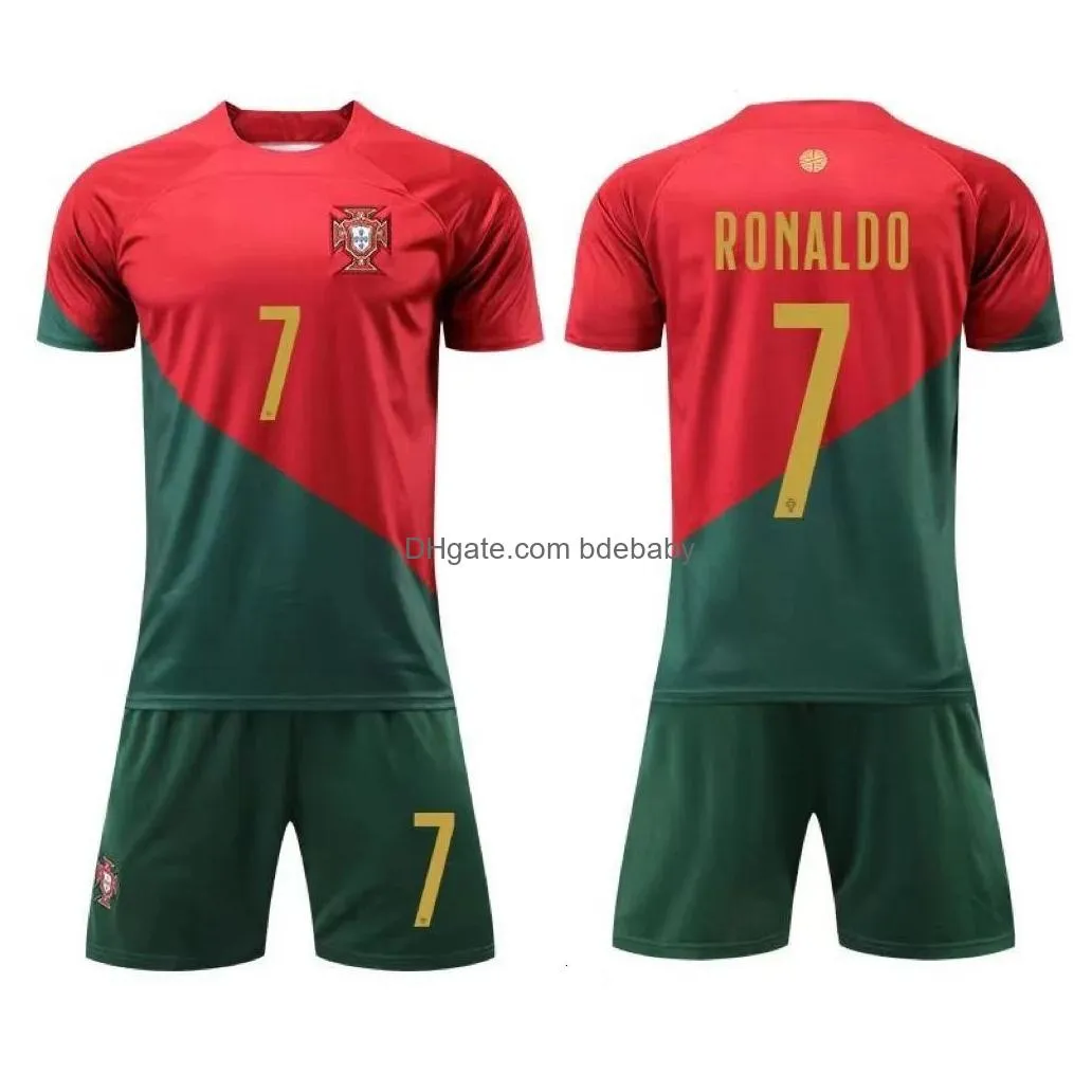 2023/24 Arrival Portugal Soccer Ronaldo 7 Shorts And Tee Set For Kids ...