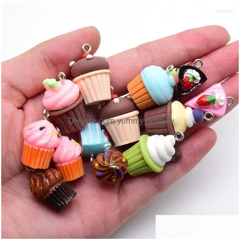DHgate.com:Chocolate Strawberry Mini Cake Charms for DIY Jewelry Making ...
