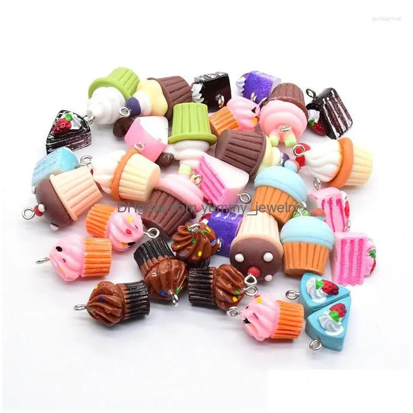 DHgate.com:Chocolate Strawberry Mini Cake Charms for DIY Jewelry Making ...