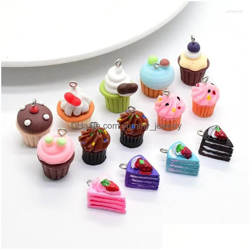 DHgate.com:Chocolate Strawberry Mini Cake Charms for DIY Jewelry Making ...