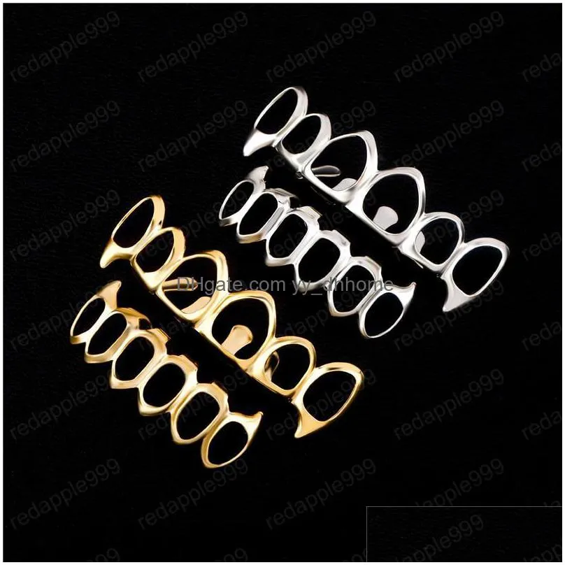 Smooth Gold Plated Dental Fake Gold Teeth Grillz 6 Top & Bottom Teeth ...