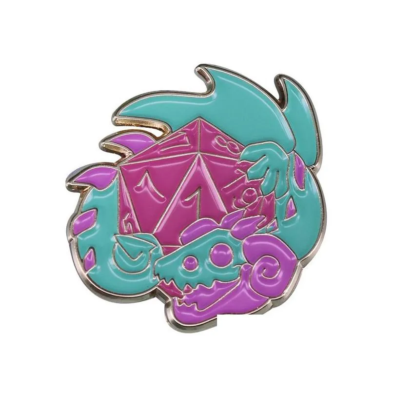 Tools# D20 Dnd Rpg Permainan Dadu Dungeon Master Enamel Pin Logam Bros Lencana Mode Perhiasan ...