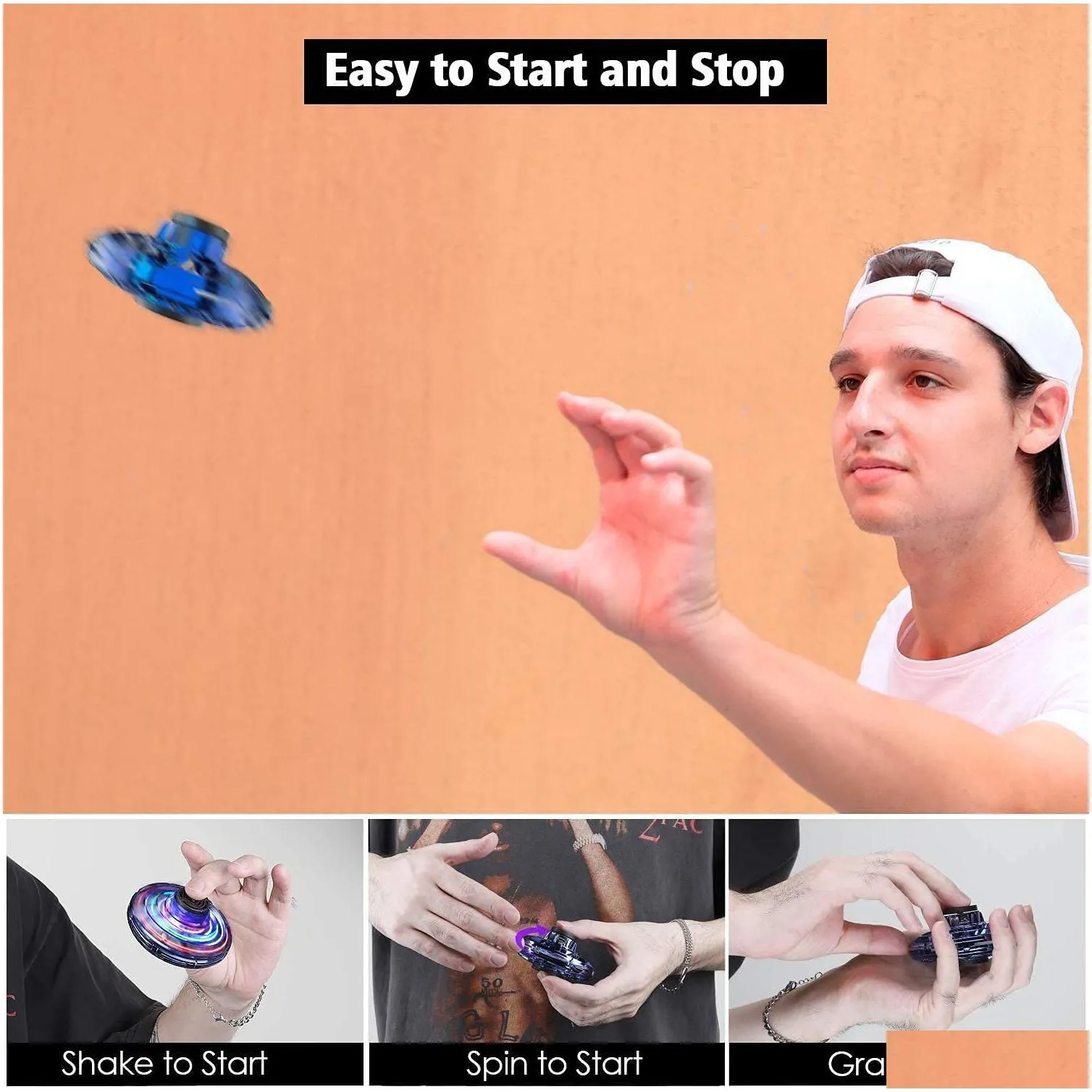 Interactive Flying Toy For Kids And Adults Hand Operated UFO Spinner ...