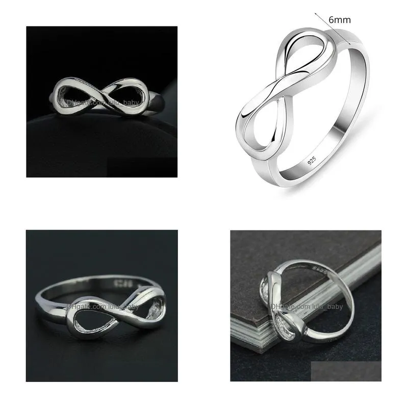 Sterling Silver Infinity Infinity Band Ring Sign Charm For Women ...