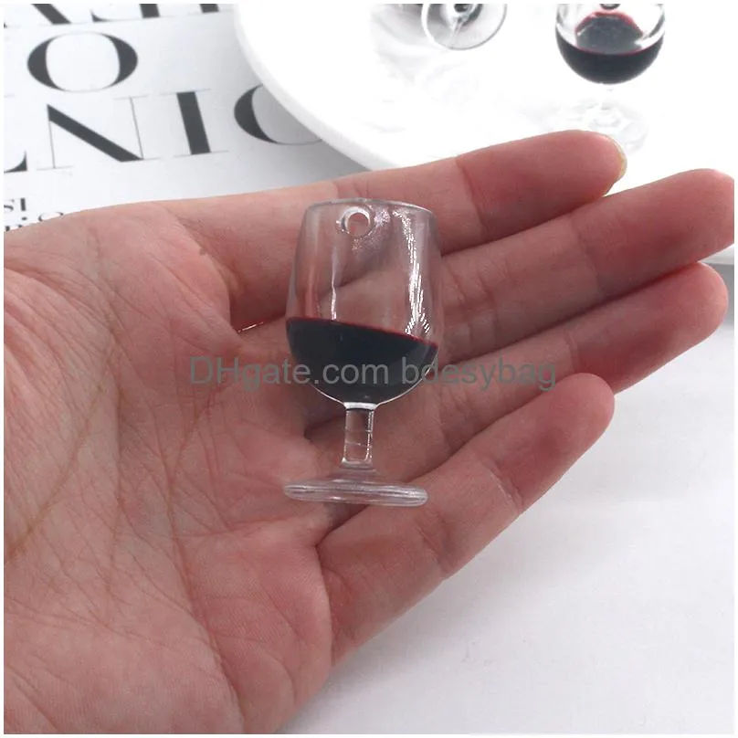 Huggie Earrings With Charm Big Red Wine Glass Earring 3D Craft ...