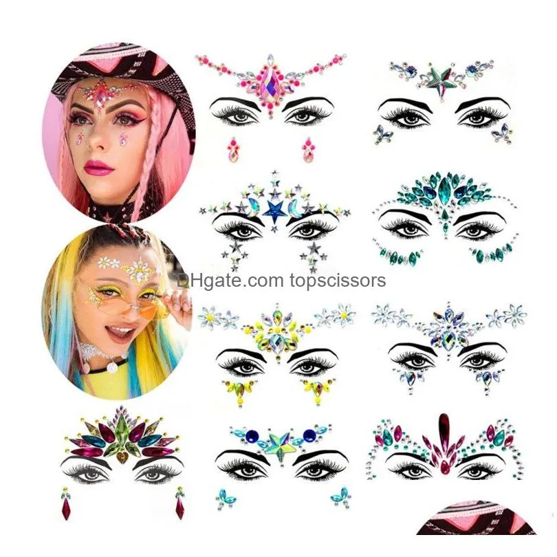 DHgate.com:Rhinestone Festival Face Jewels Sticker Fake Tattoo Stickers ...