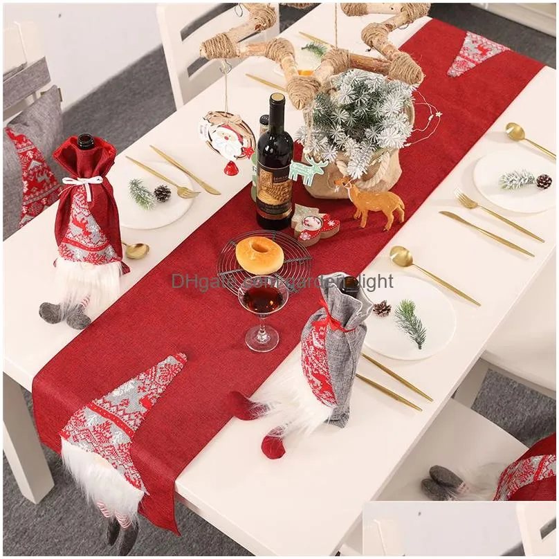 DHgate.com:Christmas Table Runner - Scandinavian Santa Gnome Linen Flag ...