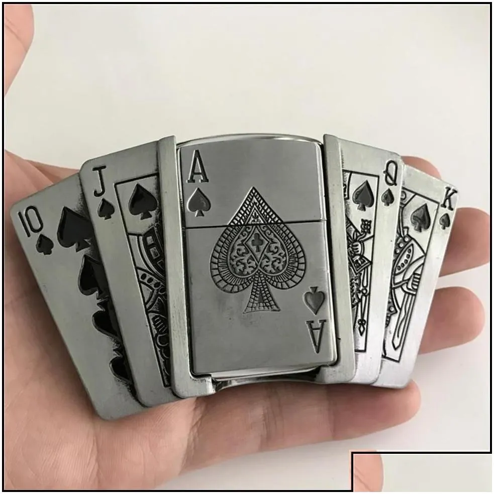 New Spades 10Jqka Playing Cards Kerosene Lighter Cowboys Belt Buckle ...