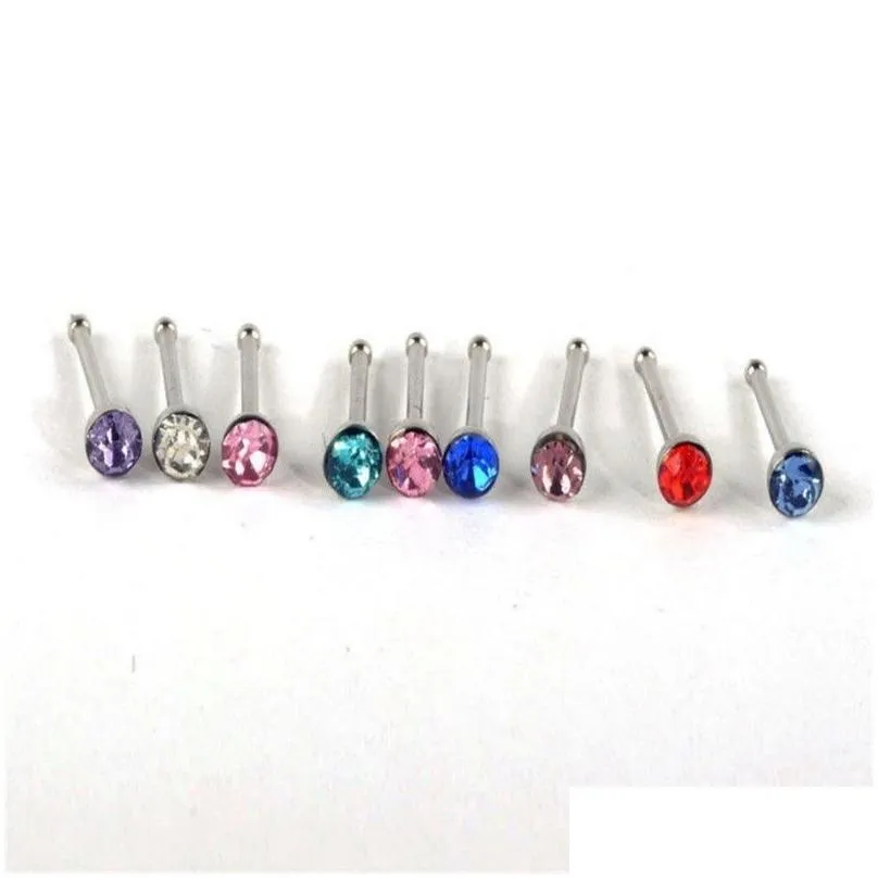 DHgate.com:Stainless Steel Crystal Nose Rings Studs for Women - 60 Pack ...