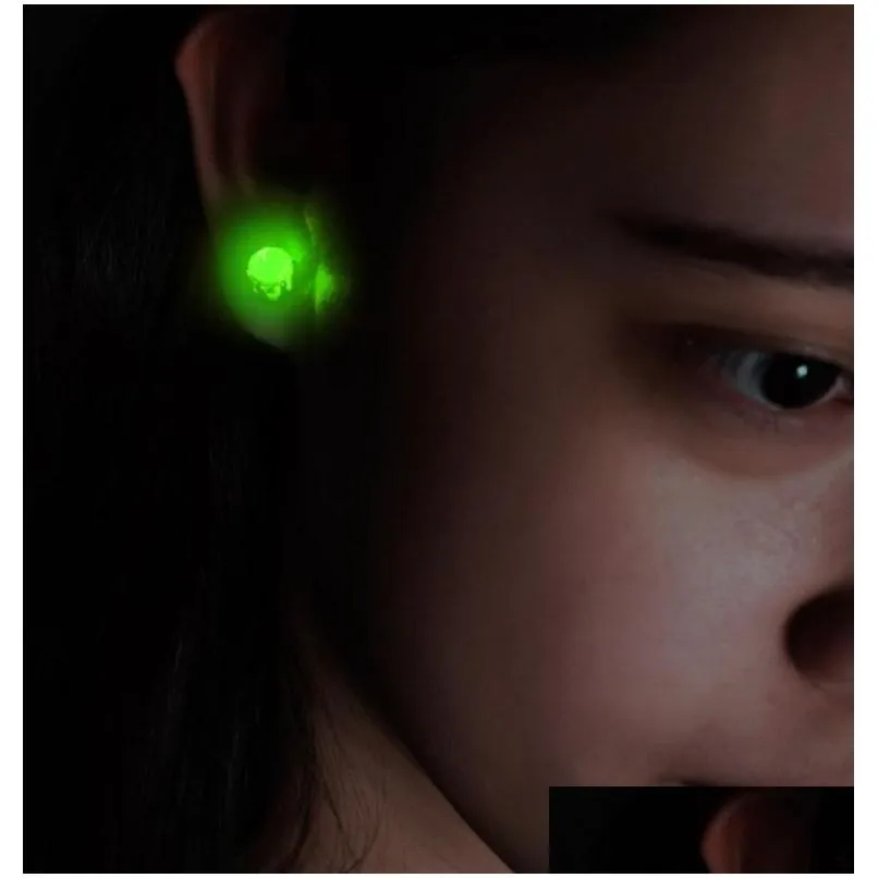 LED Light Up Earrings - Flashing Studs, Christmas Gift Jewelry, Strobe Nightclub Party Earrings ...