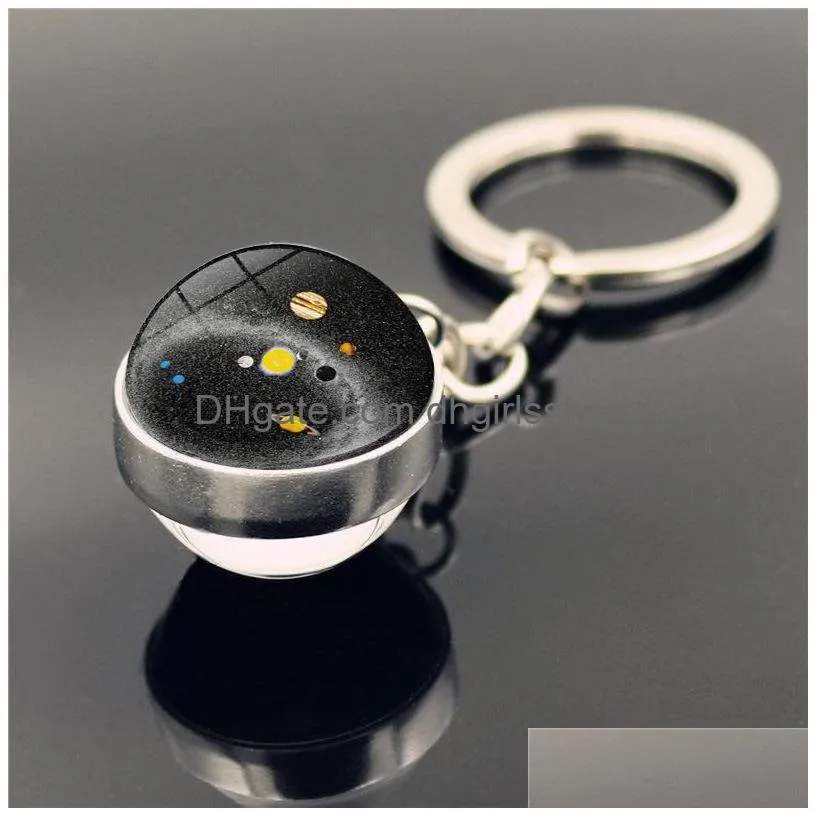 DHgate.com:Double Glass Ball Universe Star Keychain Solar Moon Keyring ...