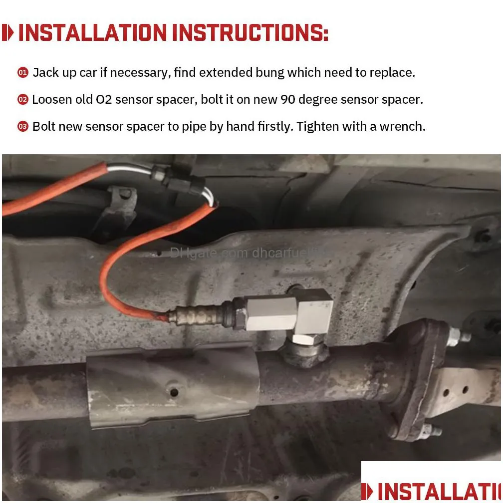 Oxygen Sensor Extender 90 Degree 02 Bung Extension Catalytic Converter ...