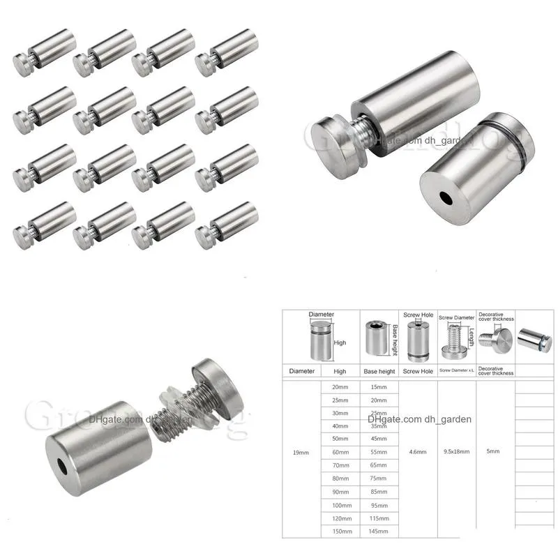 DHgate.com:16Pcs Stainless Steel Glass Fasteners, 19mm Dia Acrylic ...