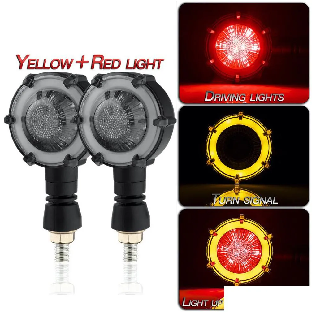 Motorcycle LED Turn Signal Round Flowing Flashing Light, Motorbike ...