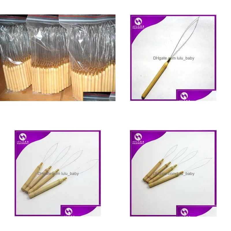DHgate.com:100Pcs Micro Hair Extensions Tools, Wooden Handle Threader ...