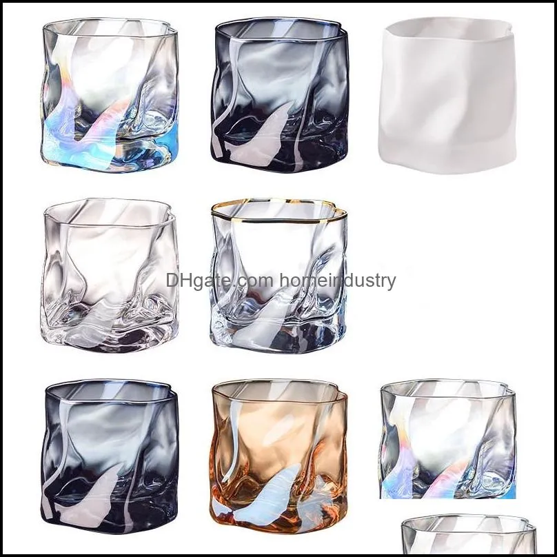 Square Red Wine Glasses Nodic Origami Shape Cup Transparent Mug Latte ...