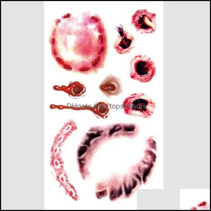 Temporary Tattoos Temporary Tattoo Sticker Horror Cat Bat Terror Wound ...