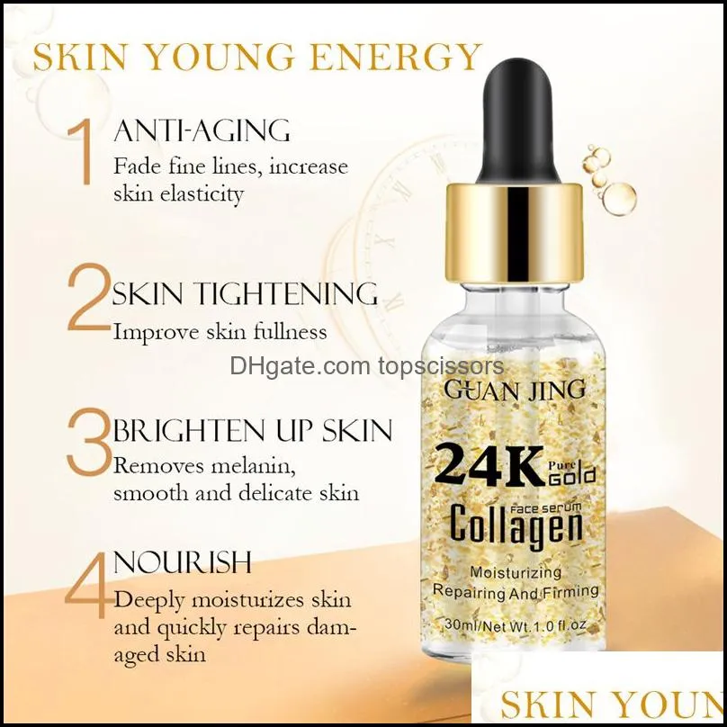 24K Gold Collagen Face Serum For Replenishment, Hydration, And Pore ...