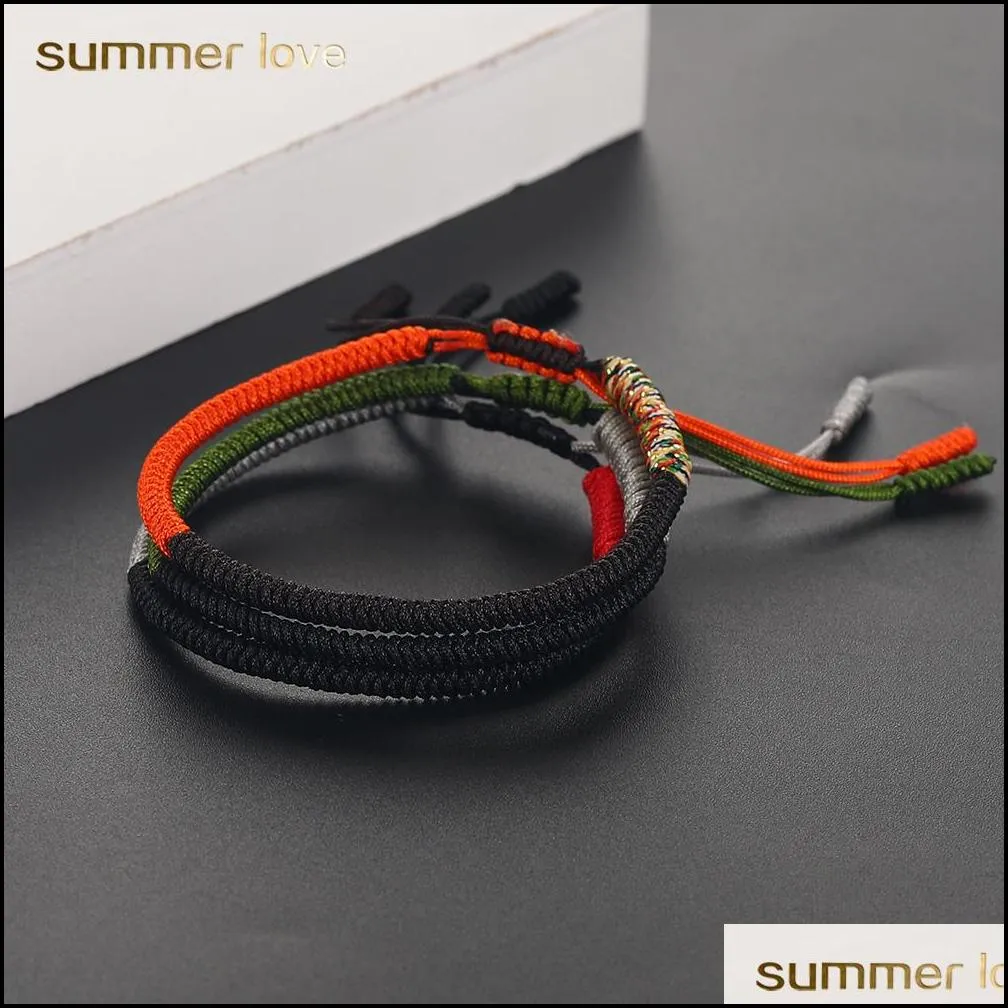 Handmade Braided Knot Lucky Prayer Rope Charm Bracelet For Men Bohemian ...