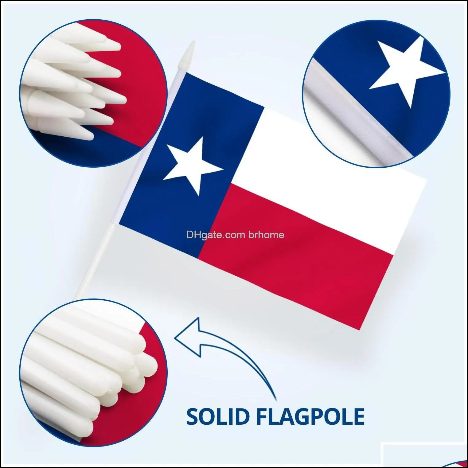 Handheld Texas State Miniature Blade Flag Pole With Tx Lone Star Stick ...