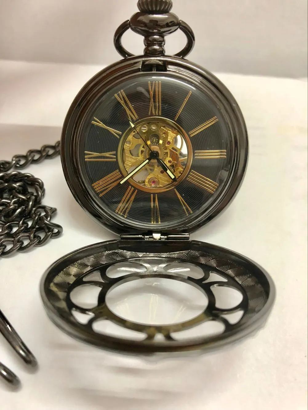 Vintage Mechanical Vintage Style Pocket Watch With Cut Out Memorial ...