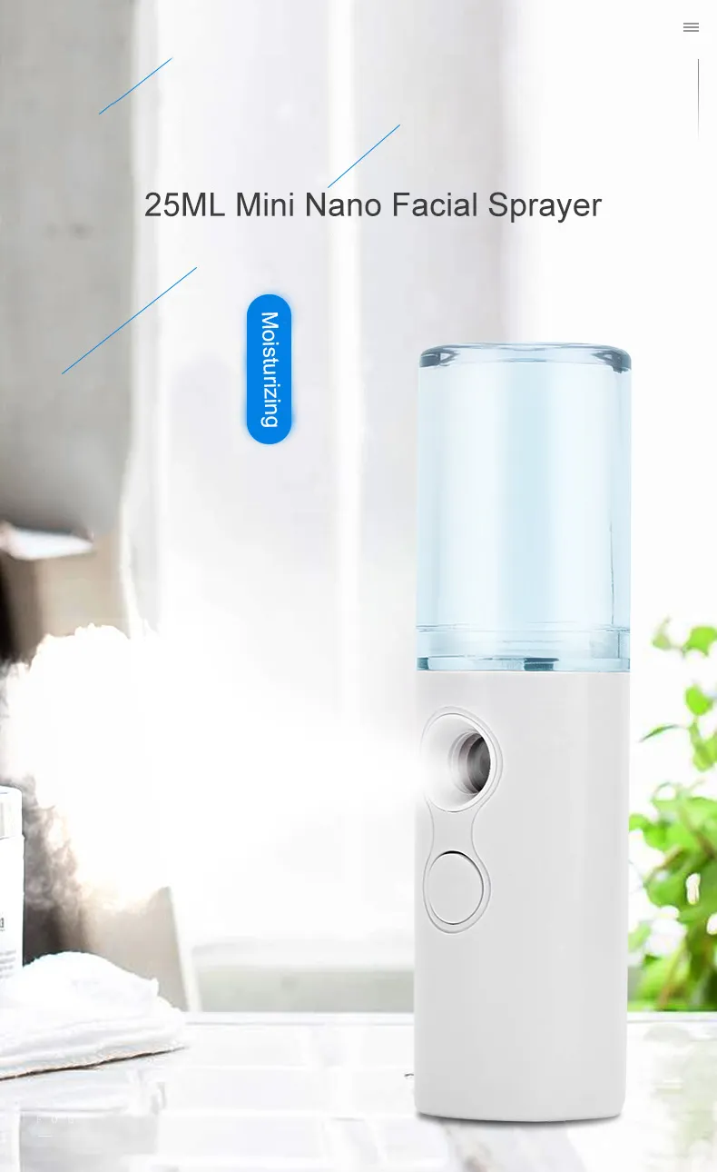 Portable Nano Facial Mister - Mini Humidifier, Face Steamer, USB ...